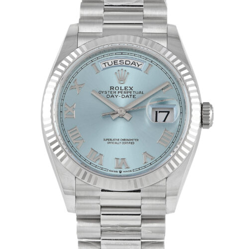 Rolex Day-Date 36 Platinum Ice Blue Dial Watch 128236 - 36mm - Blue ...