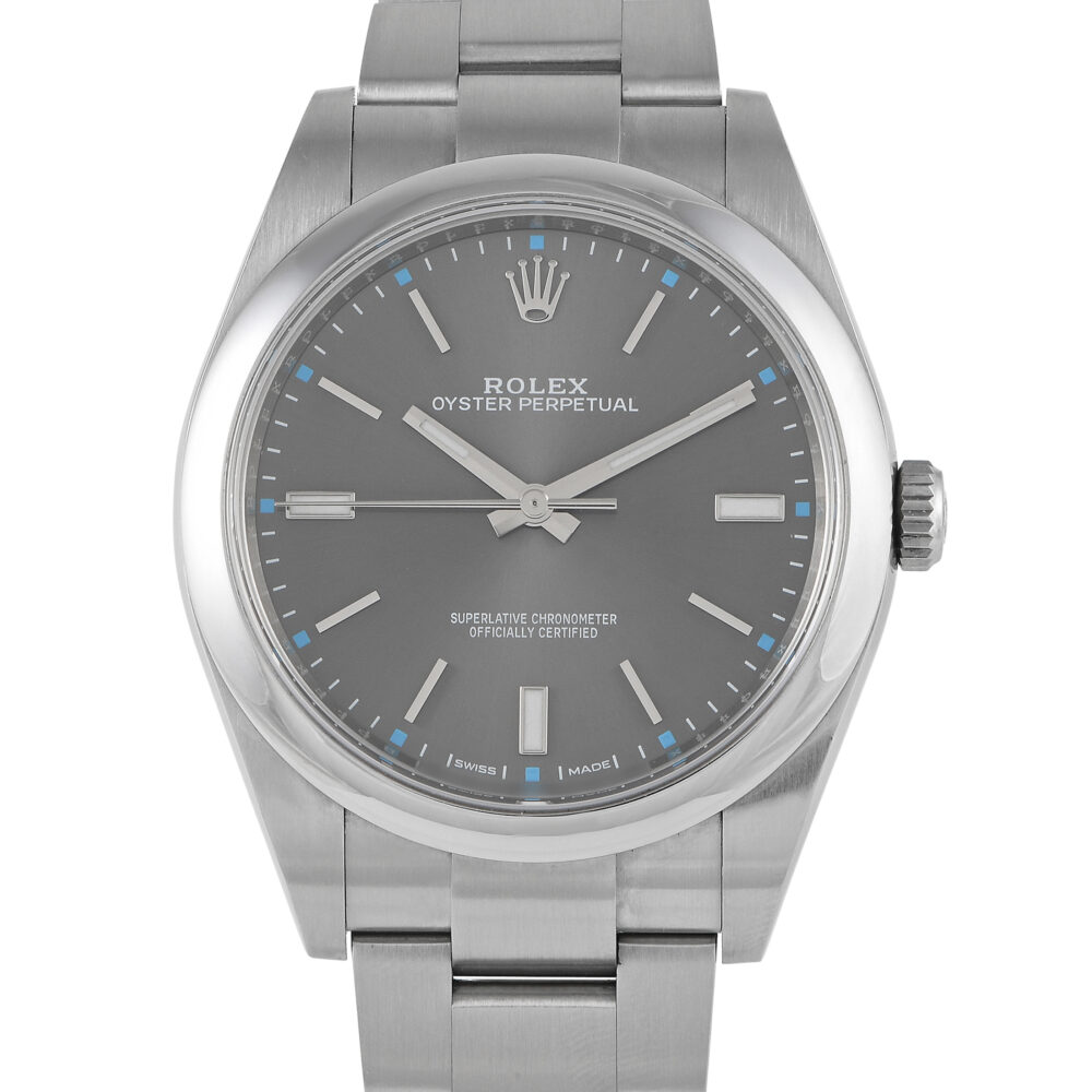Rolex Oyster Perpetual 39 Dark Rhodium Dial Watch 114300 - 39mm - Slate ...