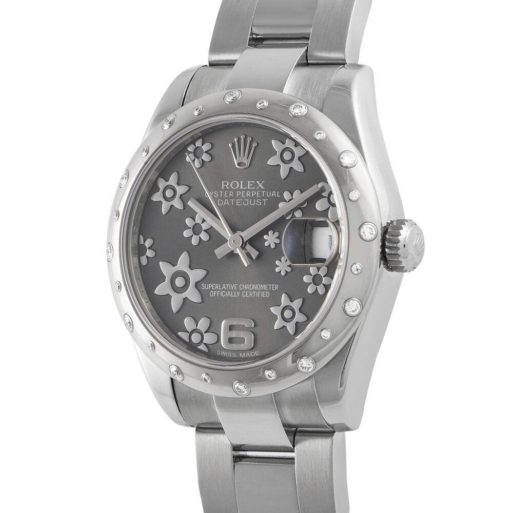Rolex Datejust 31 Floral Dial Diamond Ladies Watch 178344 - 31mm - Gray ...