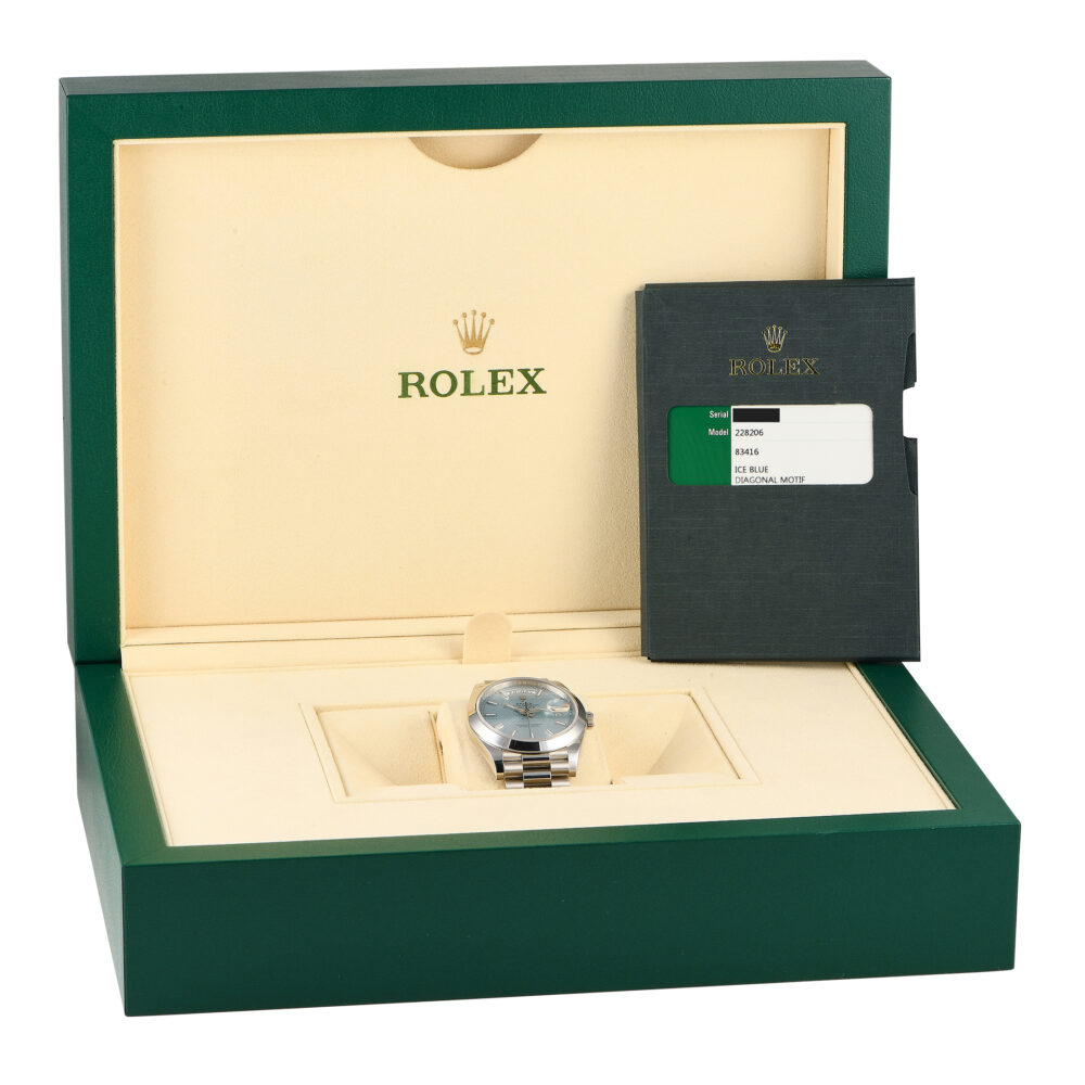 Rolex Day-Date 40 Ice Blue Diagonal Motif Dial Watch 228206 - 40mm ...