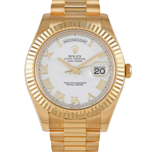 Rolex Day-Date II White Roman Dial Watch 218238 - 41mm - White