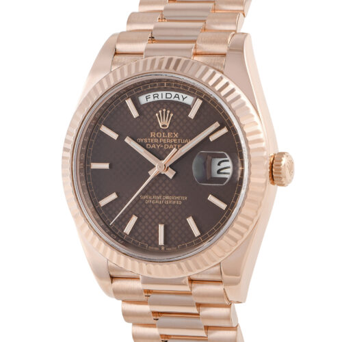 Rolex Day-Date 40 Chocolate Diagonal Motif Dial Watch 228235 - 40mm ...