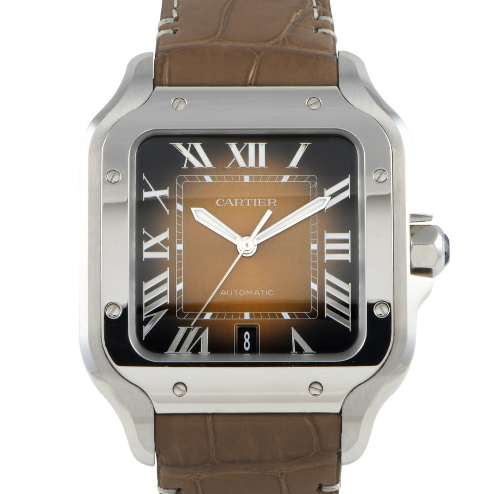 Cartier Santos Brown Sunburst Dial Watch WSSA0064 - 39.8 mm - Brown ...