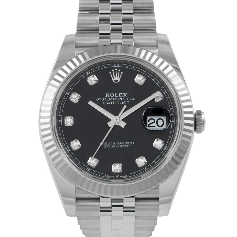 Rolex Datejust 41 Bright Black Diamond-Set Dial Watch 126334 - 41mm ...