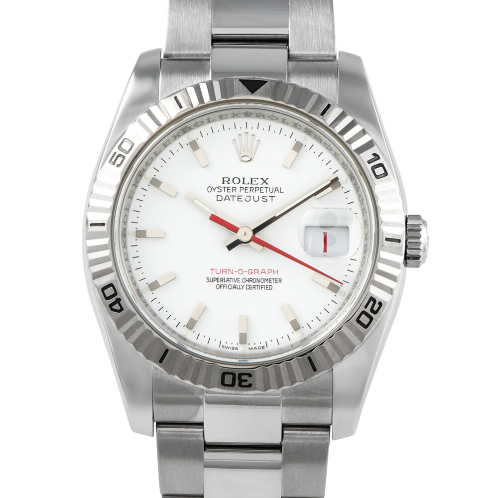 Rolex Datejust Turn-O-Graph White Dial Steel Oyster Watch 116264 - 36 ...