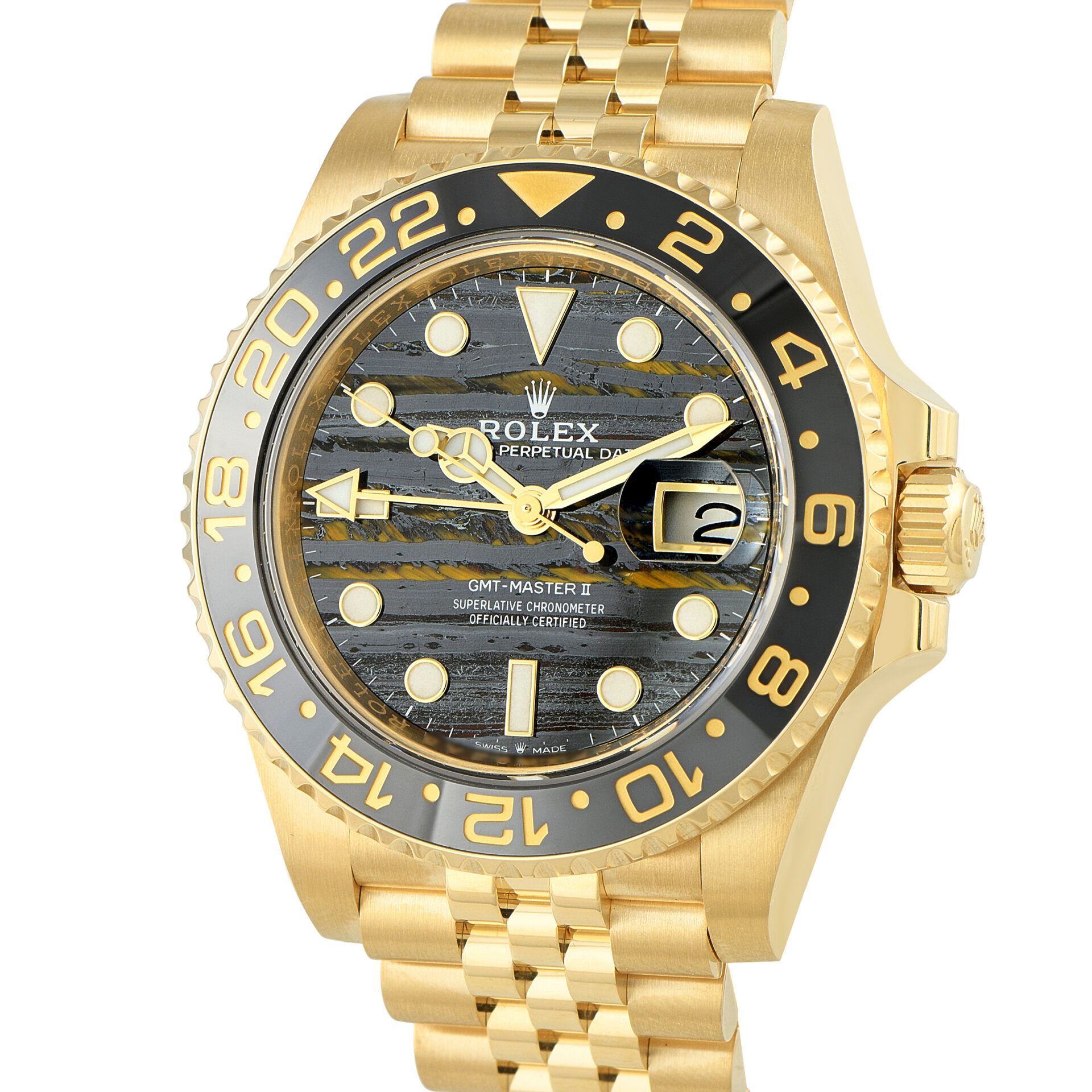 Rolex GMT-Master II Tiger Iron Dial Yellow Gold Jubilee Watch ...