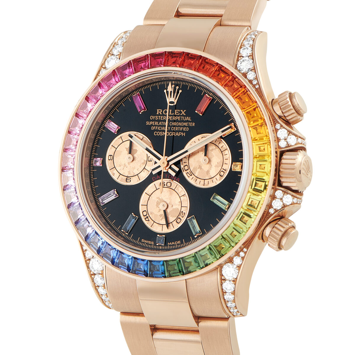 Rolex Daytona Rainbow Everose Gold Watch 116595rbow - 40 mm - Black ...