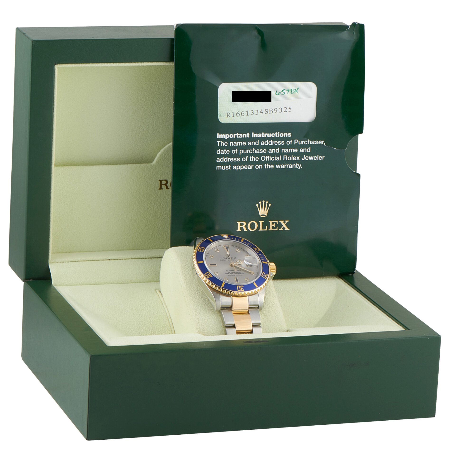 Rolex Submariner Silver Serti Dial Two-Tone Watch 16613 - 40 mm ...
