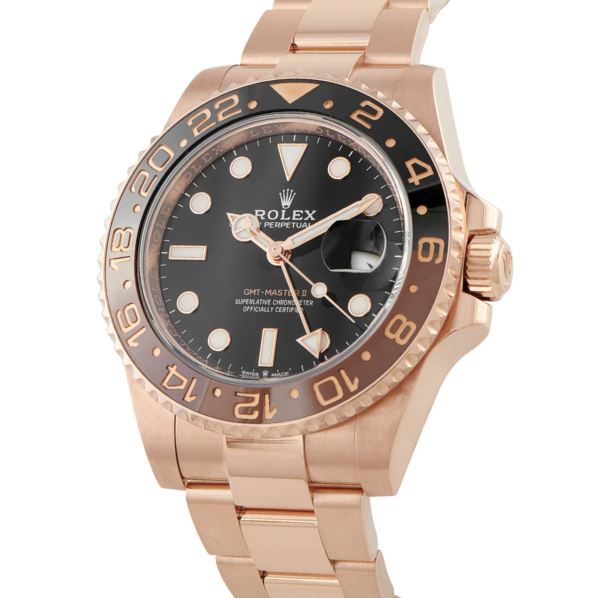 Rolex GMT-Master II Root Beer Everose Gold Oyster Watch 126715CHNR